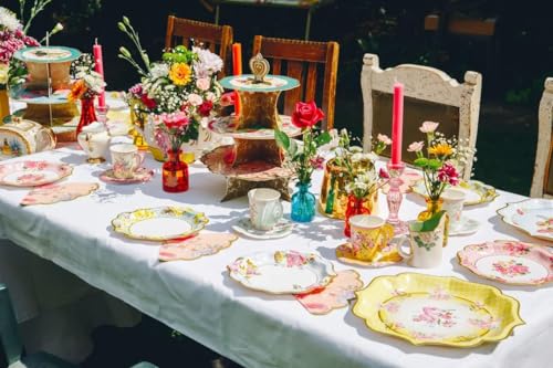 Floral Afternoon Tea Party Decorations for 16 Guests Disposable Tableware Set Pretty Paper Plates Napkins, Teacups, Bunting Tablecloth for Birthday, Mother's Day, Baby Shower, Made by Talking Tables