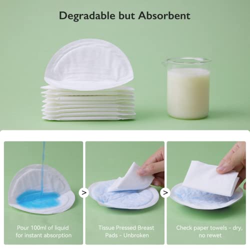 Momcozy Bamboo Fiber Disposable Nursing Pads, 100% Natural Materials and 100% Biodegradable, Skin Contacts Only Most Natural Materials, for Sensitive Skin, Individually Packaged(80 Count)