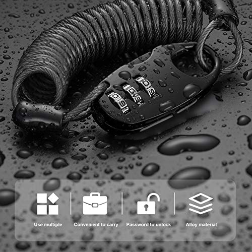 Bicycle Helmet Lock, Bike Cable Lock Steel Wire Lock Rope Design for Home for Outdoors(Black)