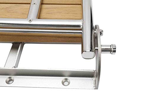 HYDDNice 26"x16" Wall Mounted Teak Folding Shower Seat Bench Bathroom Stool Solid Wood Fold Down & 316 Stainless Steel Accessories