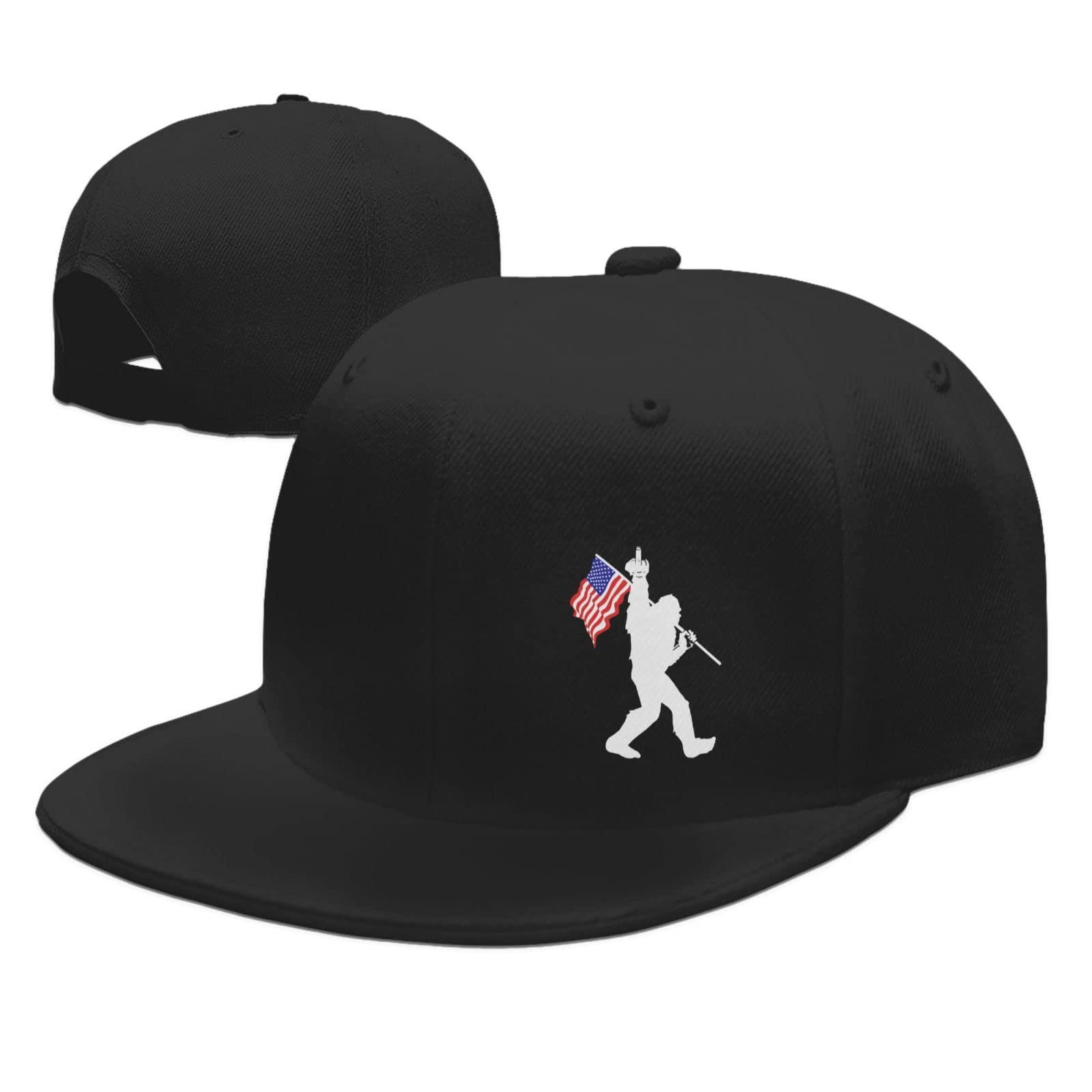 BUIAYEIER Bigfoot Sasquatch Snapback Hat Flat Brim Baeball Cap Black Adjustable Hip Hop Flat Bill Cap for Woen Men