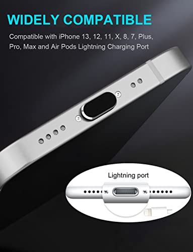 Gavemi iPhone Dust Plug Compatible with iPhone and AirPods, Lightning Port Plug Protector Charging Port Anti Dust Cover Includes Speaker Cover (Black)