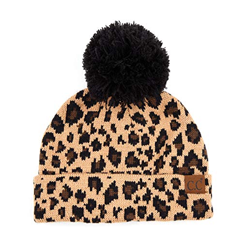 C.C Exclusives Cable Knit Beanie - Thick, Soft & Warm Chunky Beanie Hat with Glove Gift Set for Women (HATG-80) (0 Gift Set-Leopard)