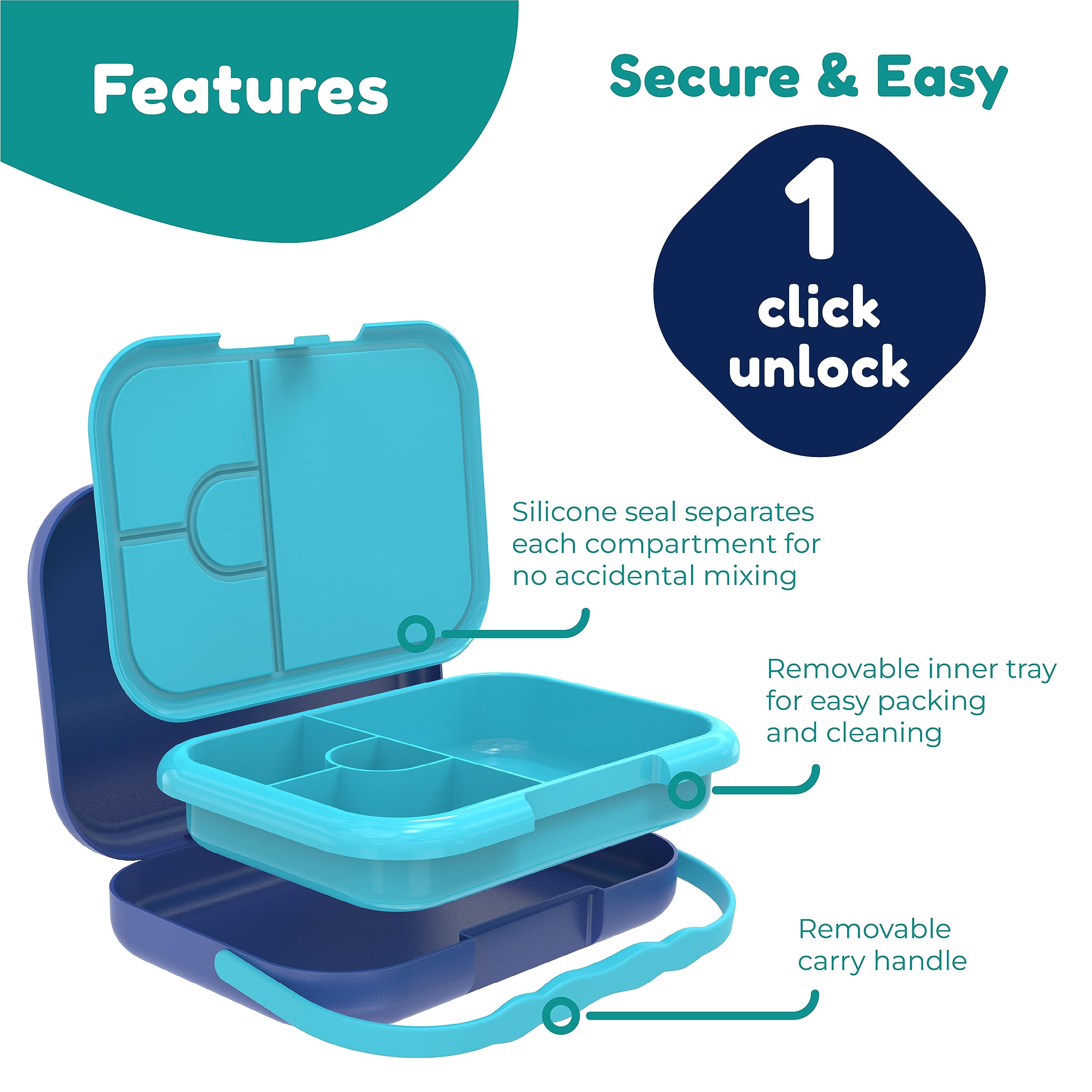 BOZ Bento Box for Kids - Kids Bento Lunch Box for Ages 3 to 7 β Toddler Lunch Box for Daycare β Leak Proof 4 Compartments Kids Lunch Container β Dishwasher Safe Kids Bento Box β Space Lunch Box