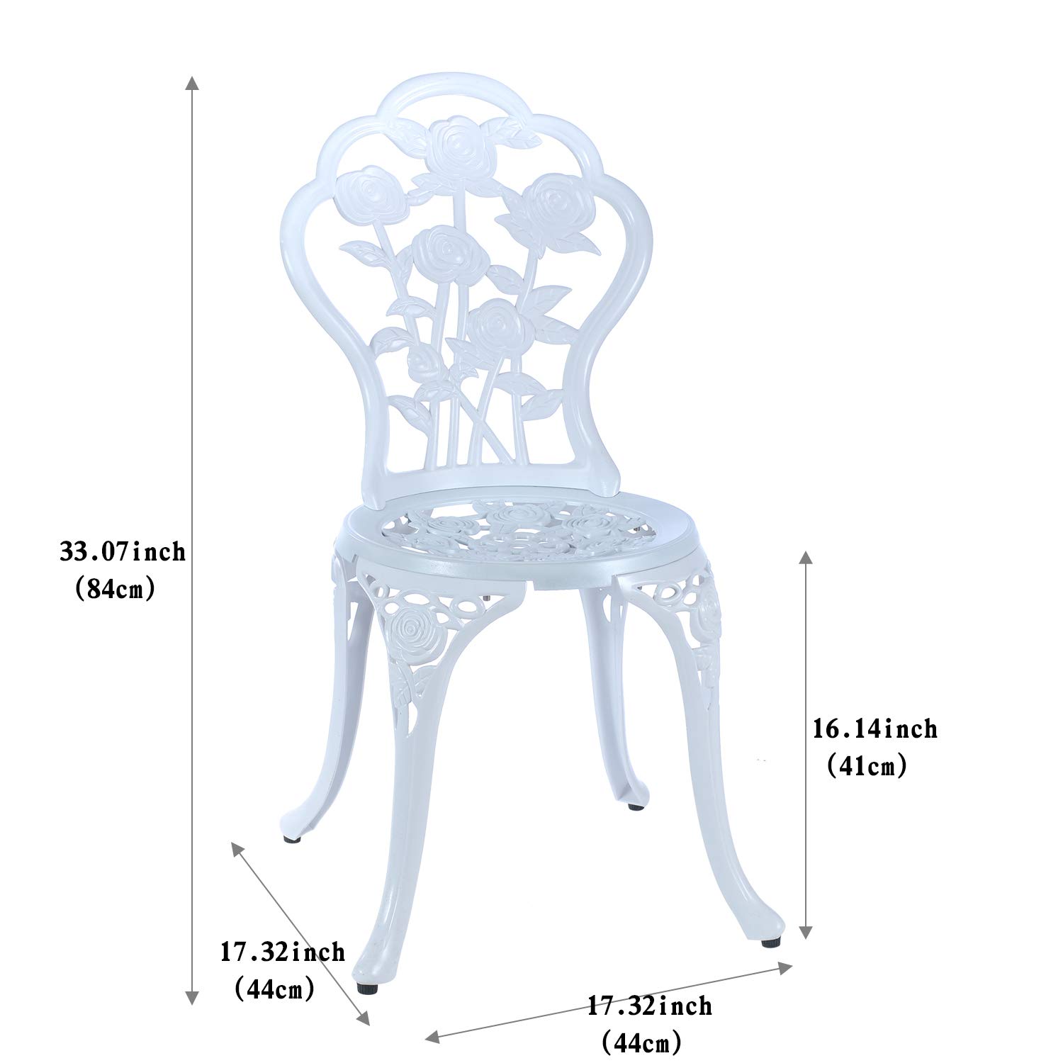 C/G 3 Piece Bistro Set,Outdoor Patio Set,Anti-Rust Cast Aluminum Bistro Table Set for Park Yard Front Porch Furniture(White)