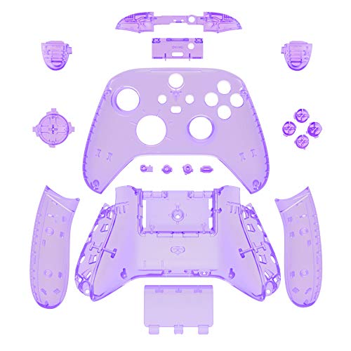 eXtremeRate Clear Atomic Purple Controller Full Set Housing Shell Case w/Buttons for Xbox Series X/S, Custom Replacement Side Rails Front Back Plate Cover for Xbox Series S & Xbox Series X Controller