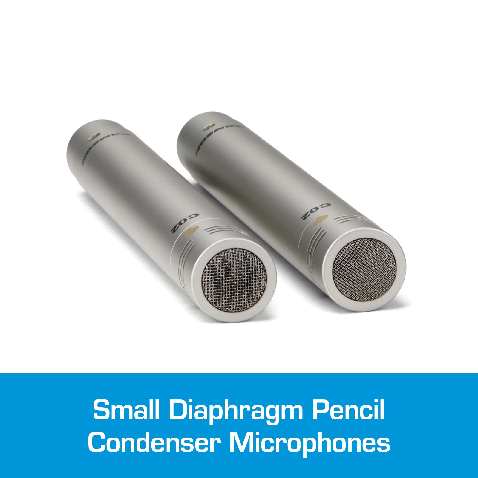 Samson Pencil Condenser Microphones, Silver (SAM C02PR) & Amazon Basics XLR Microphone Cable for Speaker or PA System, All Copper Conductors, 6MM PVC Jacket, 25 Foot, Black