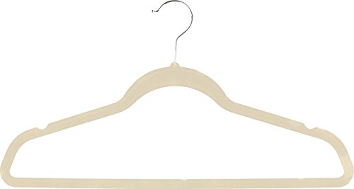 ZOYER Premium Velvet Hangers (50 Pack, Ivory) Non-Slip Clothes Hangers - Strong and Durable Suit Hangers - Space Saving Coat Hangers, 360 Degree Rotatable Hook Pant Hangers.