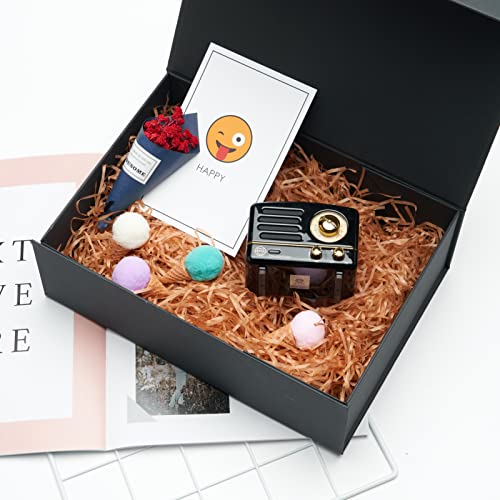 FOCCIUP 11x7.8x3.5 Inches Black Gift Box with Magnetic Lid Collapsible Groomsman Shirt Boxes for Clothes Gift Wrap