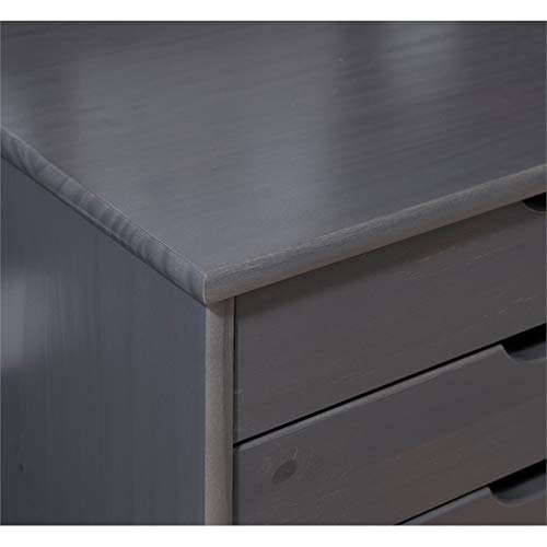 Linon Callie Multipurpose Six Drawer Dresser Wide Wood Rolling File Cabinet Storage Cart with Casters in Gray