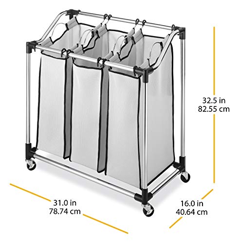 Whitmor Chrome Laundry Sorter with Foam Mesh Bags