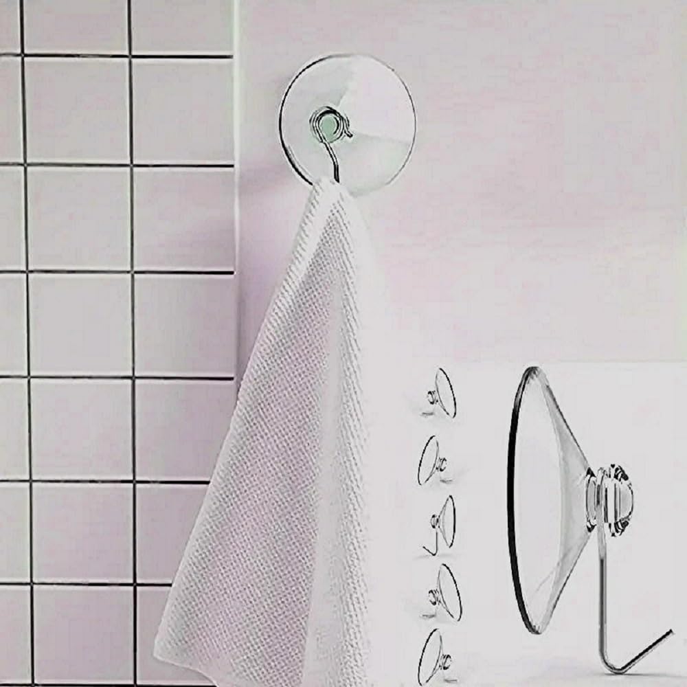 Dependable Industries inc. Essentials 18-Pack BPA-Free Suction Cups with Metal Hooks, 1.75" Diameter Clear - Office & Decor Use, Utility Home Hanging Organizer Use on Smooth Surface