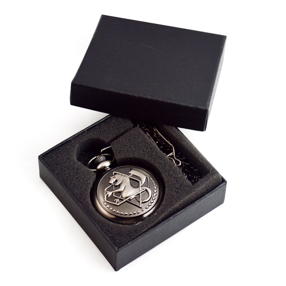 BOSHIYA Fullmetal Alchemist Pocket Watch with Chain Vintage Quartz Pocket Watch for Cosplay Accessories Anime Merch