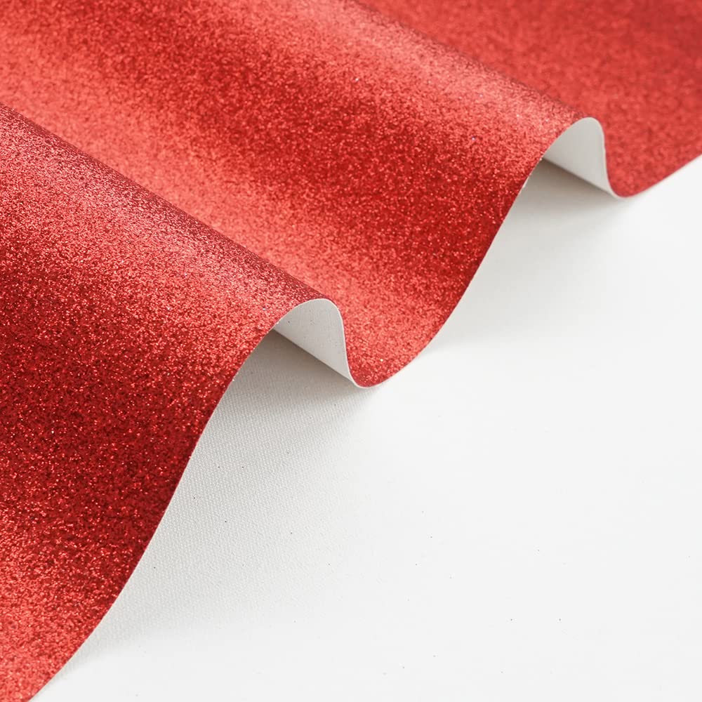 Red 11.8X 53 Inch (30 x 135 cm) Sparkly Superfine Glitter Leather Rolls Shiny Faux Fabric Canvas Perfect for Craft DIY Handmade Projects Patchwork Bow Earring Craft Key Chain