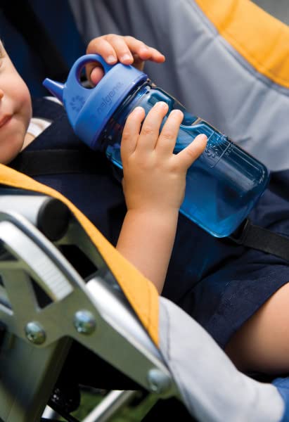Nalgene Kids Sustain Grip-N-Gulp Water Bottles Made with Material Derived from 50% Plastic Waste, Leak Proof Sippy Cup, Durable, BPA and BPS Free, Dishwasher Safe, Reusable, 12 Ounces, Blue