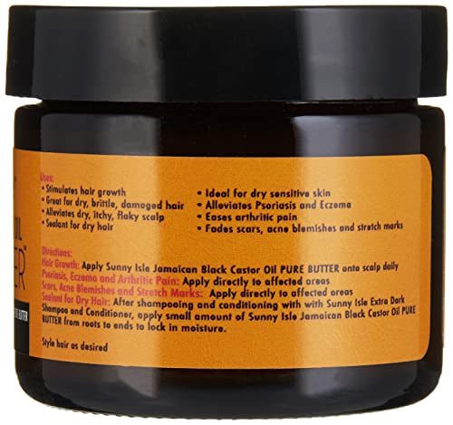 Sunny Isle Jamaican Black Castor Oil Pure Butter, Brown, 2 Fluid Ounce