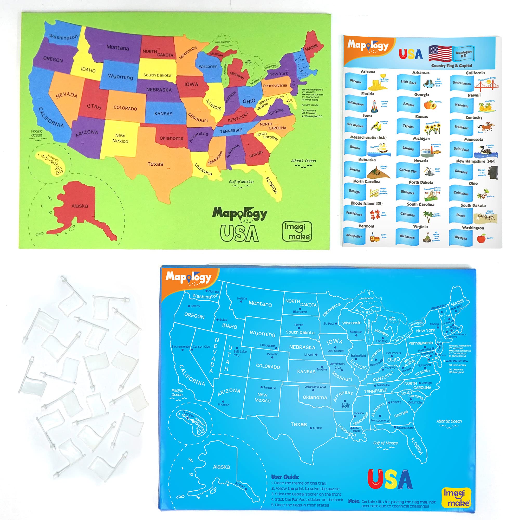 Imagimake Mapology USA Map with Capitals | Learning States and Capitals | US Geography Toys for Ages 5-7 | Jigsaw Puzzles for Kids Ages 8-10 Years | Educational Toys for Ages 8-13