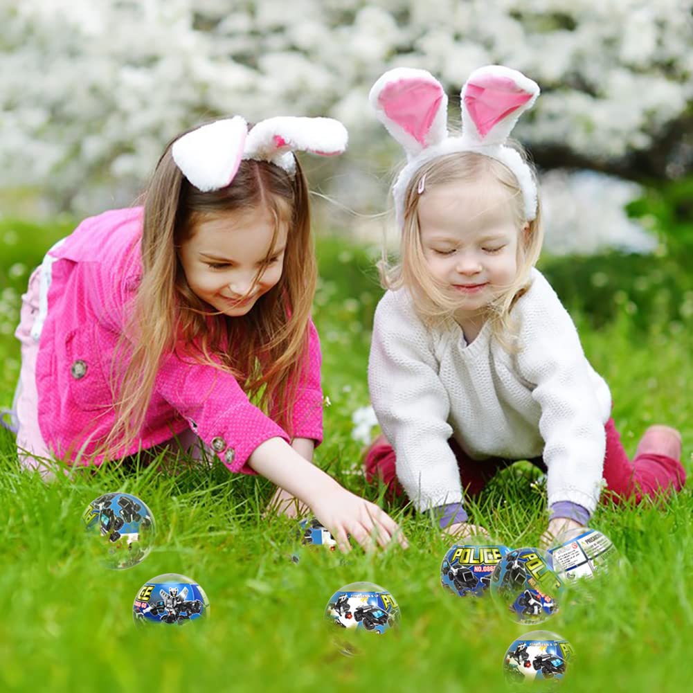 WODMAZ 12 PCS Pre Filled Easter Eggs with Robot Vehicles Building Blocks, Car Toys Set for Kids' Gift, Easter Party Favors, Easter Basket Fillers, Easter Egg Hunt, Classroom Events