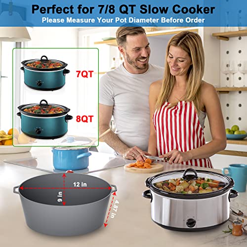 Slow Cooker Liners Fit 7-8 Quart Oval Crockpot, Reusable Silicone Crock Pot Liners Food Grade Slow Pot Accessories for Replacing Disposable Liners, Easy to Clean & Leak-Proof