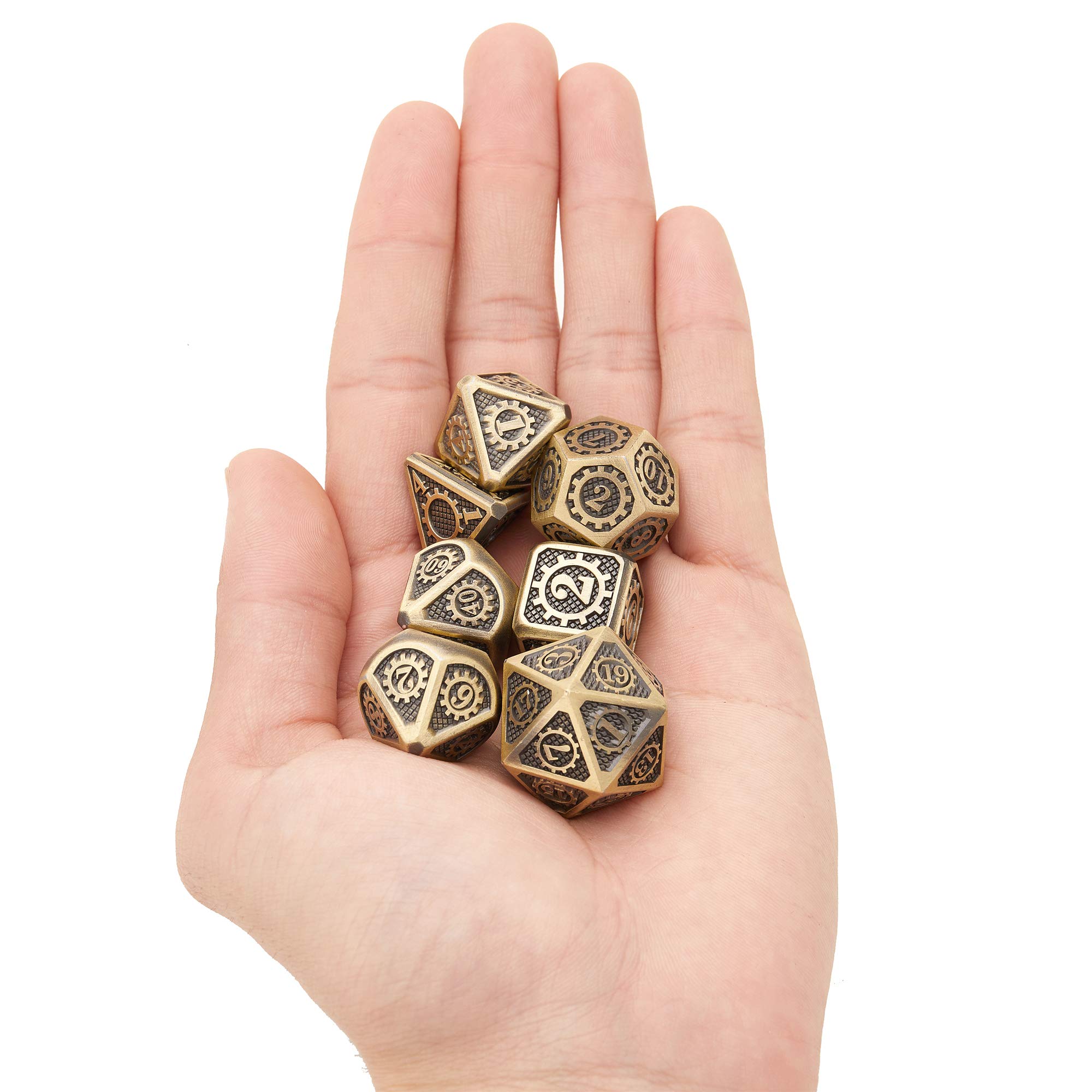 Metal Dice D&D, Dragon and Dungeon Polyhedral Metal Dice Set for RPG (Dungeon and Dragon Role Playing Games), and Enamel D&D Dice with Storage Bag (7-Piece Set)