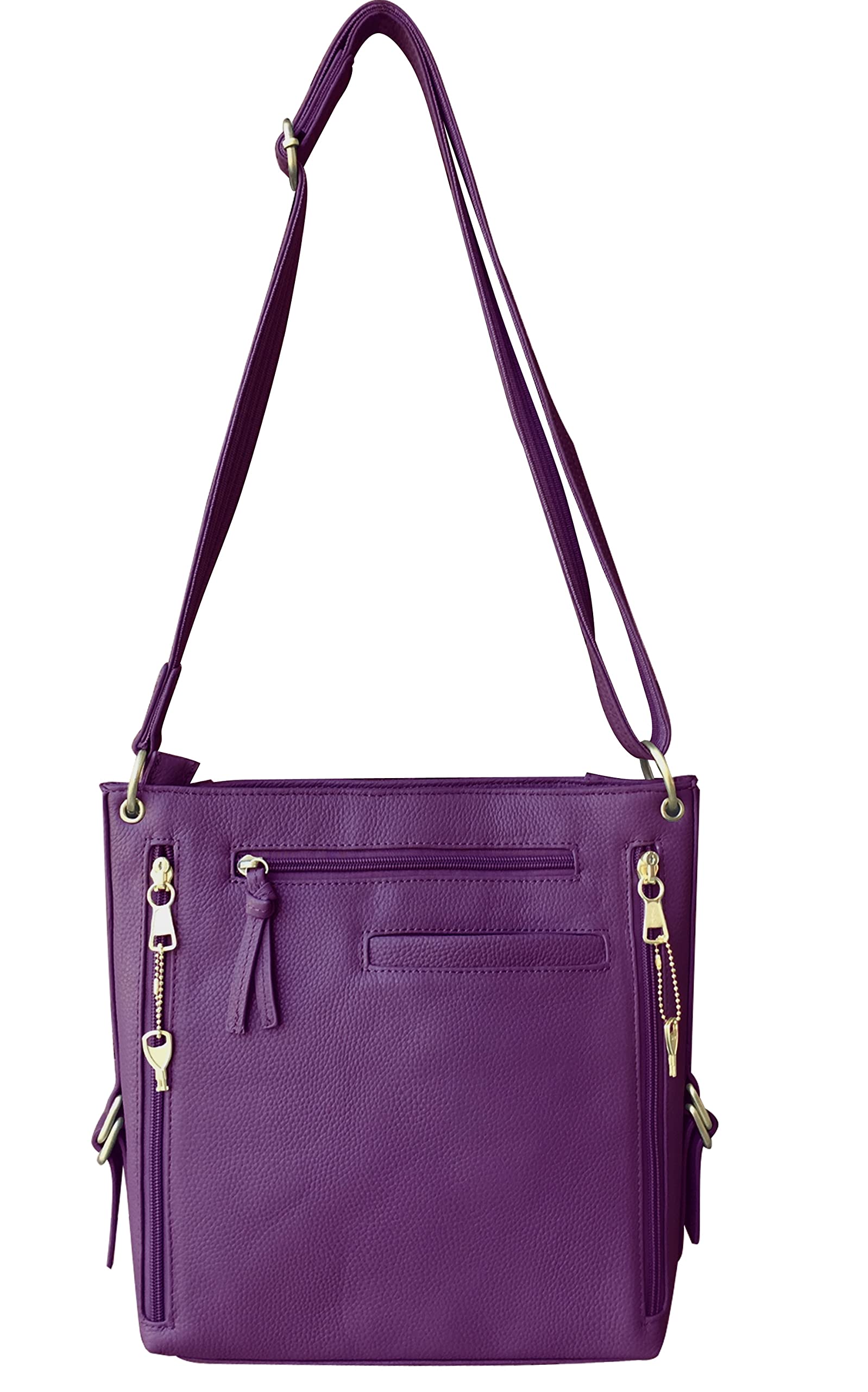 CCWBAGS Genuine Leather Satchel/Cross Body Concealed Carry Purse, Purple