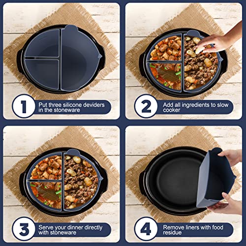 Slow Cooker Liners,blueear 3 in 1 Reusable Silicone Slow Cooker Divider Liner,Slow Cooker Accessories For Most 6 QT Slow Cooker
