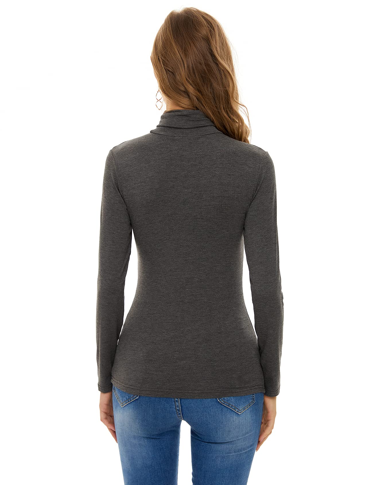 Burgundy Turtleneck Women Shirts Long Sleeve Athletic Casual Tops for Women Medium