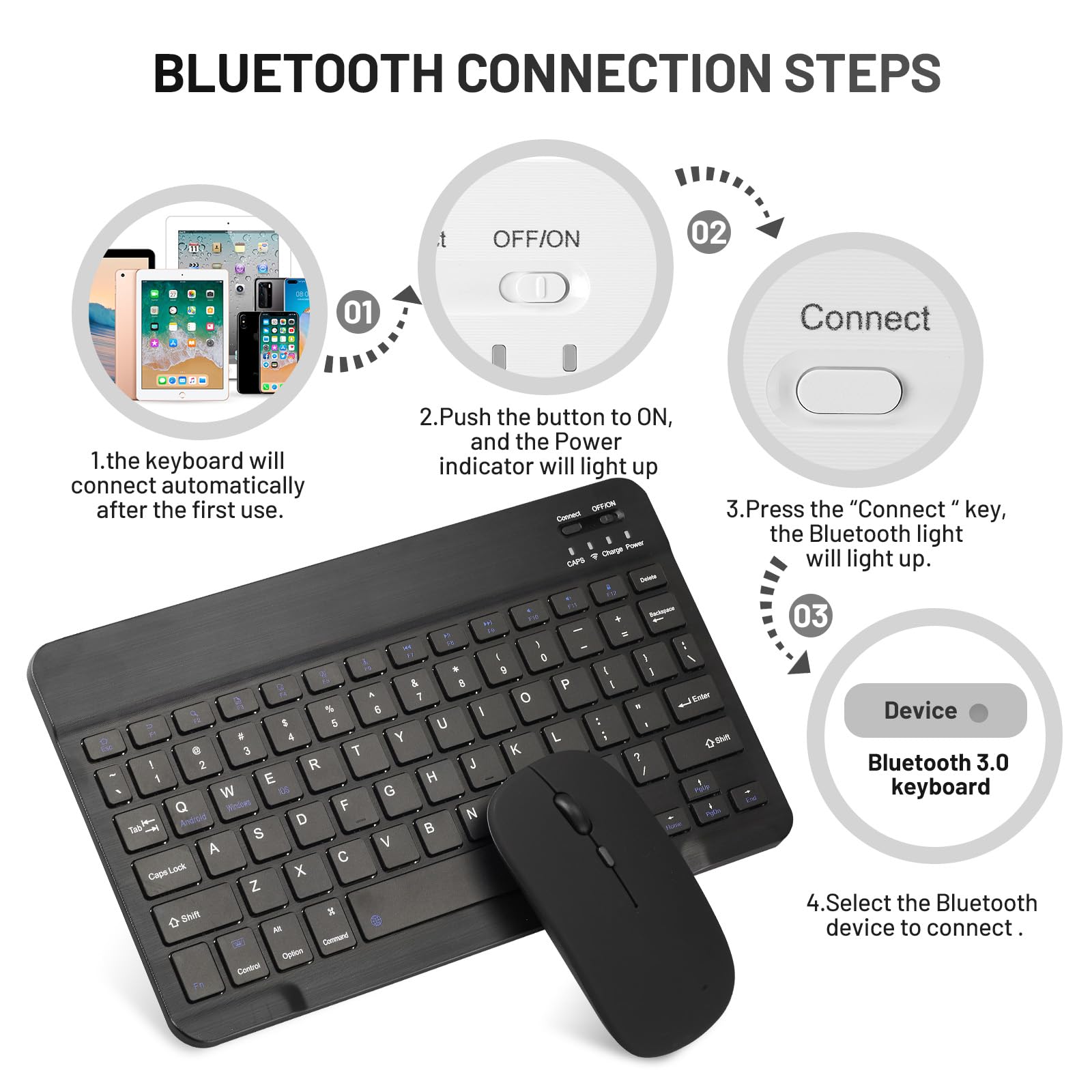 Bluetooth Keyboard and Mouse Combo Rechargeable Portable Wireless Keyboard Mouse Set for Apple iPad iPhone iOS 13 and above Samsung Tablet Phone Smartphone Android Windows (10 inch Yellow)