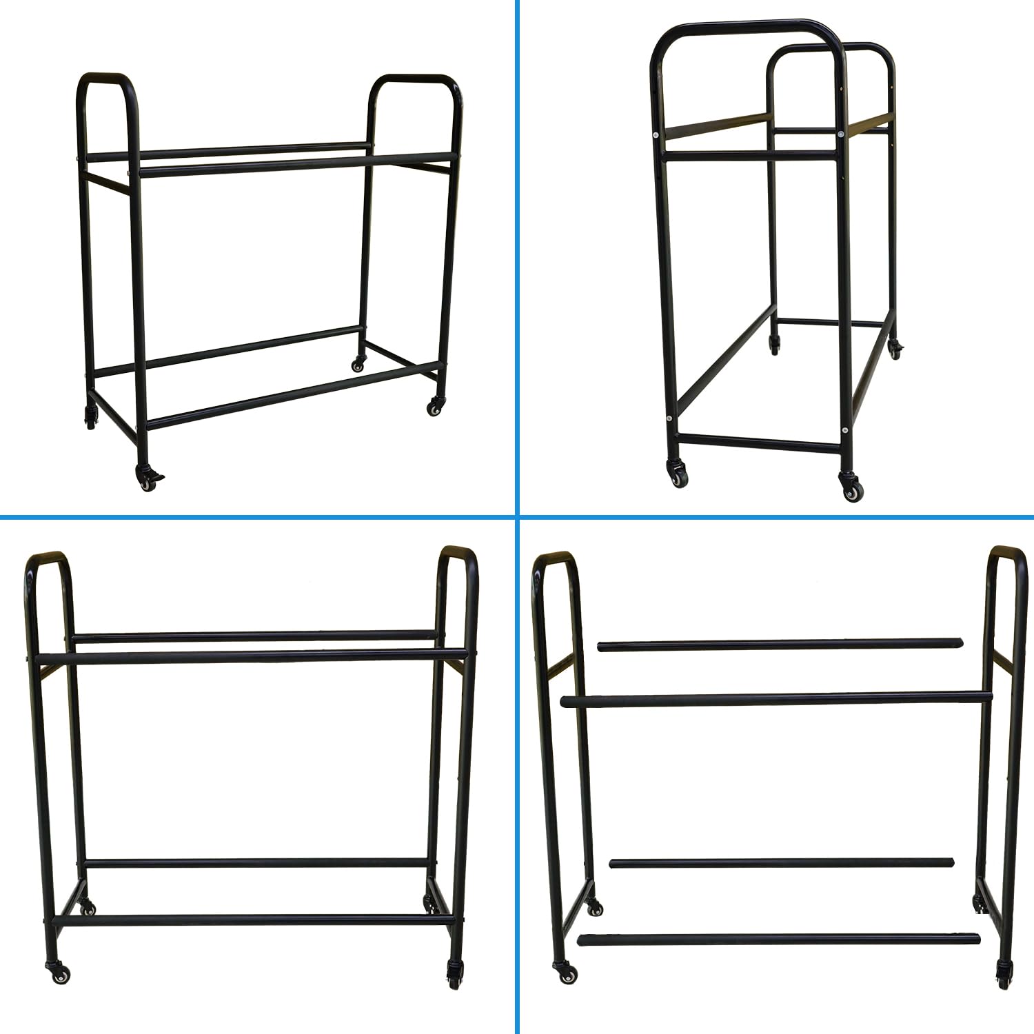 DIYTUNINGS Rolling Tire Cart Rack Organizer, Heavy Duty Mobile Tire Holder for Garage Storage, Adjustable Tire Stand Indoor/Outdoor with 2 Universal Wheels Shelves