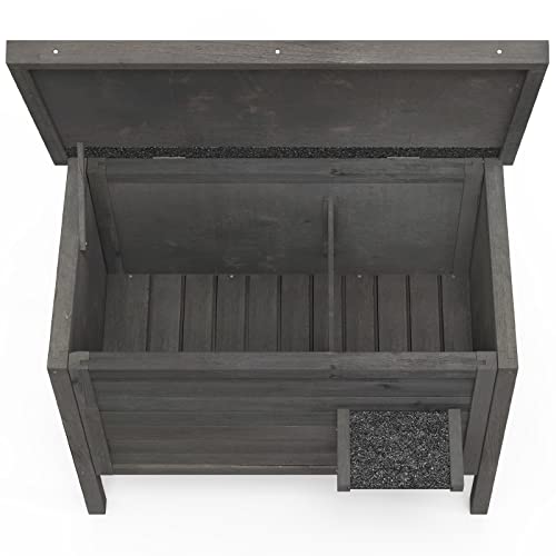GDLF Outdoor Cat House Feral Cat Enclosure 100% Insulated All-Round Foam Weatherproof Solid Wood Large Size for Multiple Cats 34.5" L*21.5" W*27.2" H