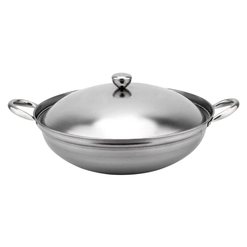 CALLARON Stainless Steel Frying Pan Skillet Crepe Pancake Pan Hot Pot Everyday Pan Omelette Cooking Pan Round Griddle Pan Cookware with Handle and Lid 25cm