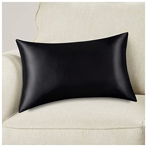 HOMIDATE Set of 2 Queen Pillowcase in Polyester – 20" x 30" in Black with Satin Feel - Luxury Soft and Breathable – Ideal for Bedding and Room Décor