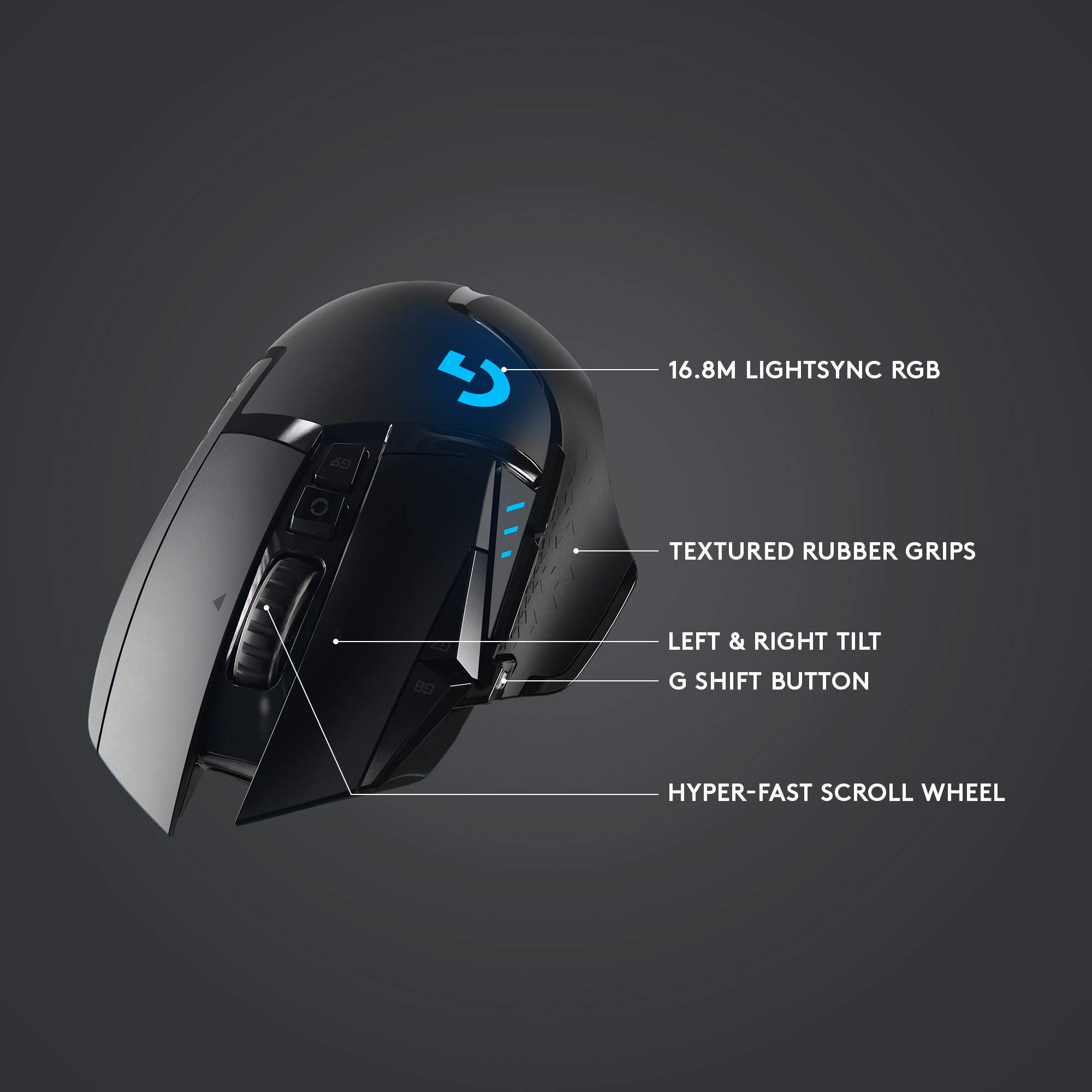 Logitech G502 Lightspeed Wireless Gaming Mouse with Hero 16K Sensor, PowerPlay Compatible, Tunable Weights and Lightsync RGB - Black (Renewed)