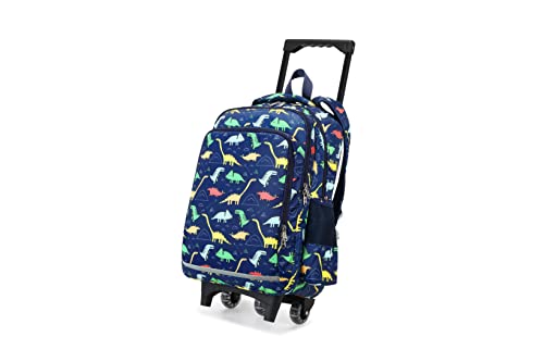 CAMTOP 18 Inch Rolling Backpack Boys Travel Roller Bag with Wheels Kids School Bags Wheeled Luggage Backpack(Dinosaur)