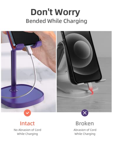 LISEN Purple Cell Phone Stand, Angle Height Adjustable Stable Cell Phone Stand for Desk, Sturdy Aluminum Metal Phone Holder Fits iPhone 14 Pro Max Samsung Kindle All 4''-10'' Devices etc…