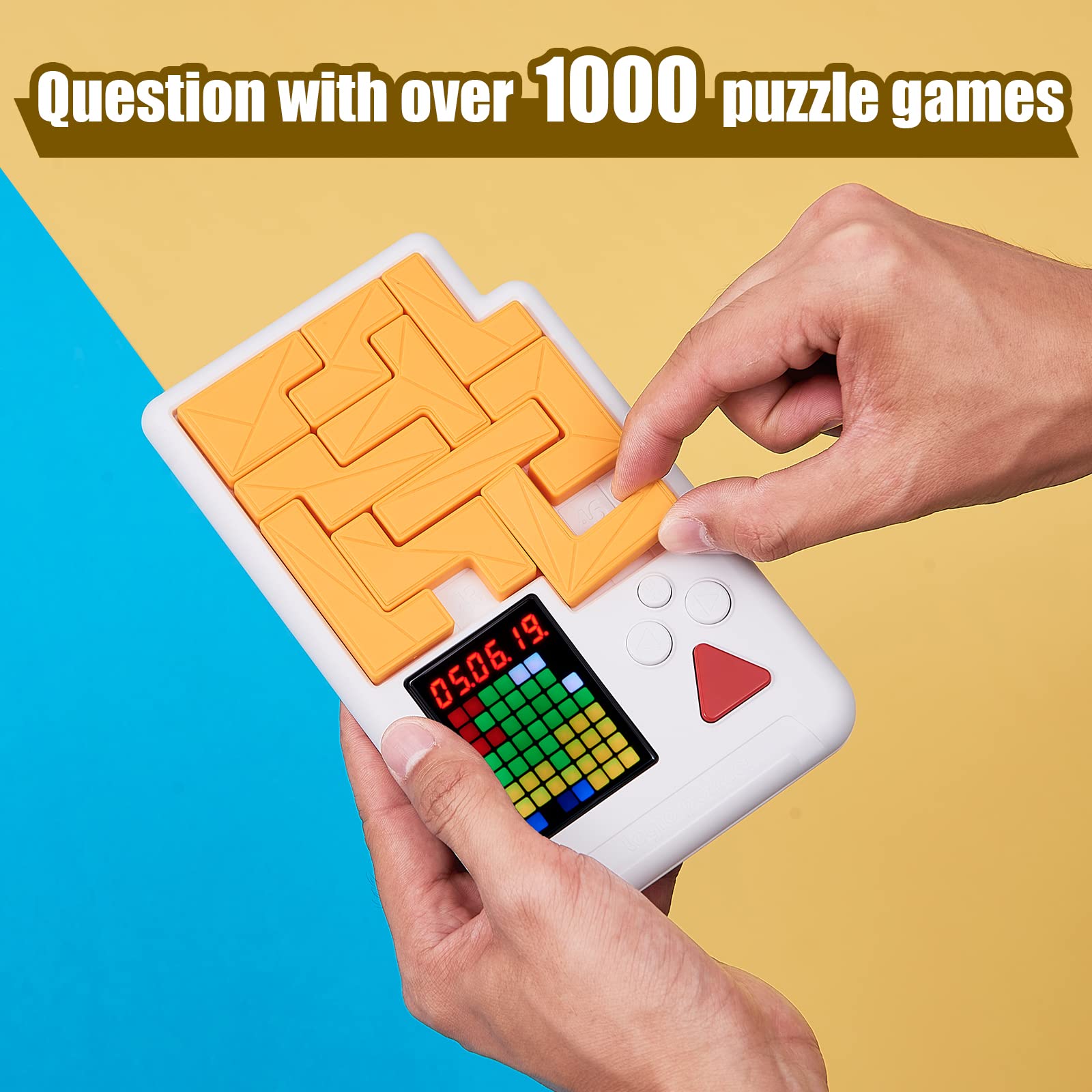 Blocks Puzzle Games Super Brain Puzzles for Adults 1000+ Levelled UP Challenges Brain Teaser Puzzles, Interactive Fidget Toys Handheld Games Console, Electronic Learning & Education Travel STEM Toys