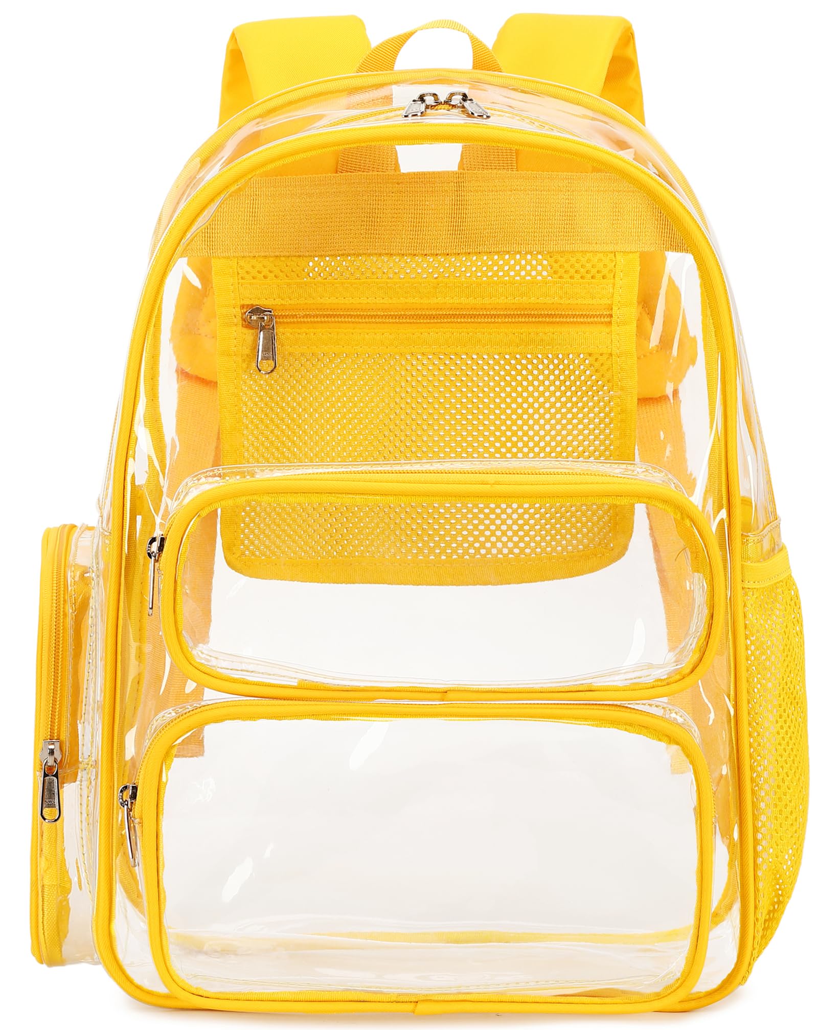 CAMTOP Clear Backpack Heavy Duty PVC Transparent Bag See Through BookBag for Student School Work Festival Sport Travel(17 Inch,Yellow)