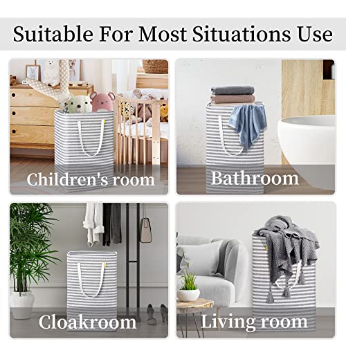 Homlikelan 2-Pack 77L Laundry Hamper with Handles,Collapsible Large Laundry Basket,Freestanding Storage Basket,Clothes Hamper for Toys Clothes Organizer Grey