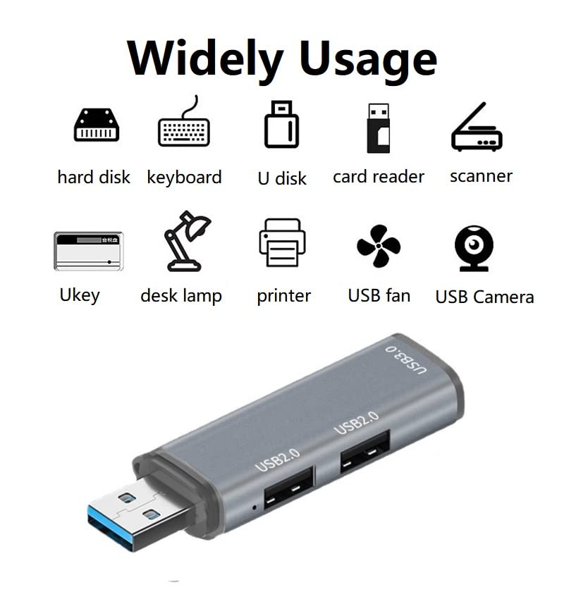 Cotchear USB 3.0 Hub Splitter, 3-Port Data USB Extender Multi Port USB Adapter, 1 USB 3.0 Port / 2 USB 2.0 Port | Mini USB Hub for PC, Laptop, TV,MacBook,Mac Pro, Flash Drive