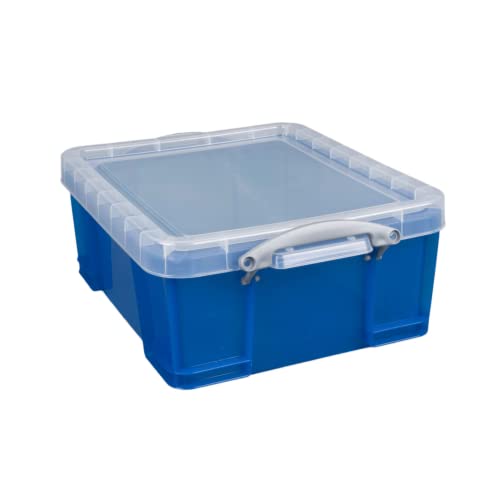 Really Useful BoxĀ® Storage Box, 17 Liter, 17 1/4" x 14" x 7", Blue