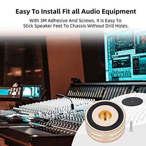 Monosaudio 4Pcs Speaker Isolation Feet Turntable Feet 40x20mm Turntable Audio Isolation feet Replacement with Non-Slip Rubber Rings for Speakers,Amps,Subwoofers,Home Theater,Turntable(Rose Gold)