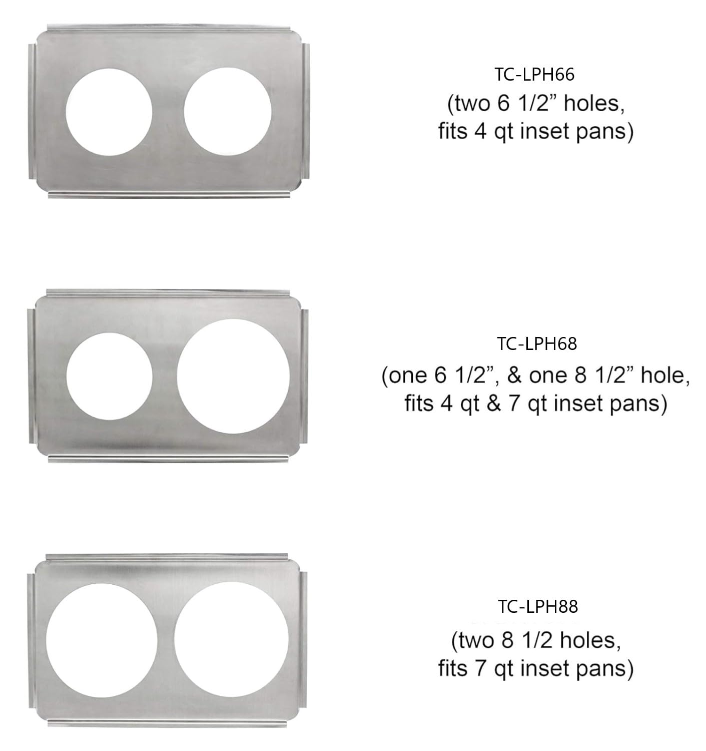 TrueCraftware- 2 Hole Stainless Steel Steam Table Adapter Plate 6-1/2” and 8-1/2” fits 4 qt and 7 qt. Inset Pans- for Soup Station Soup Warmer Soup Chafer Applicable for Kitchen Catering Restaurant
