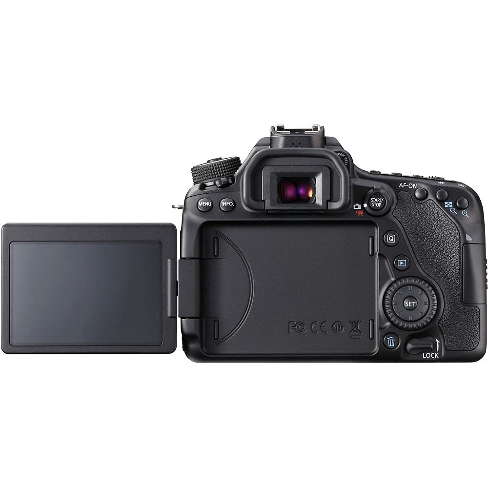Canon EOS 80D DSLR Camera (Body Only) (1263C004) + 64GB Memory Card + Case + Corel Photo Software + 2 x LPE6 Battery + External Charger + Card Reader + LED Light + HDMI Cable + More (Renewed)