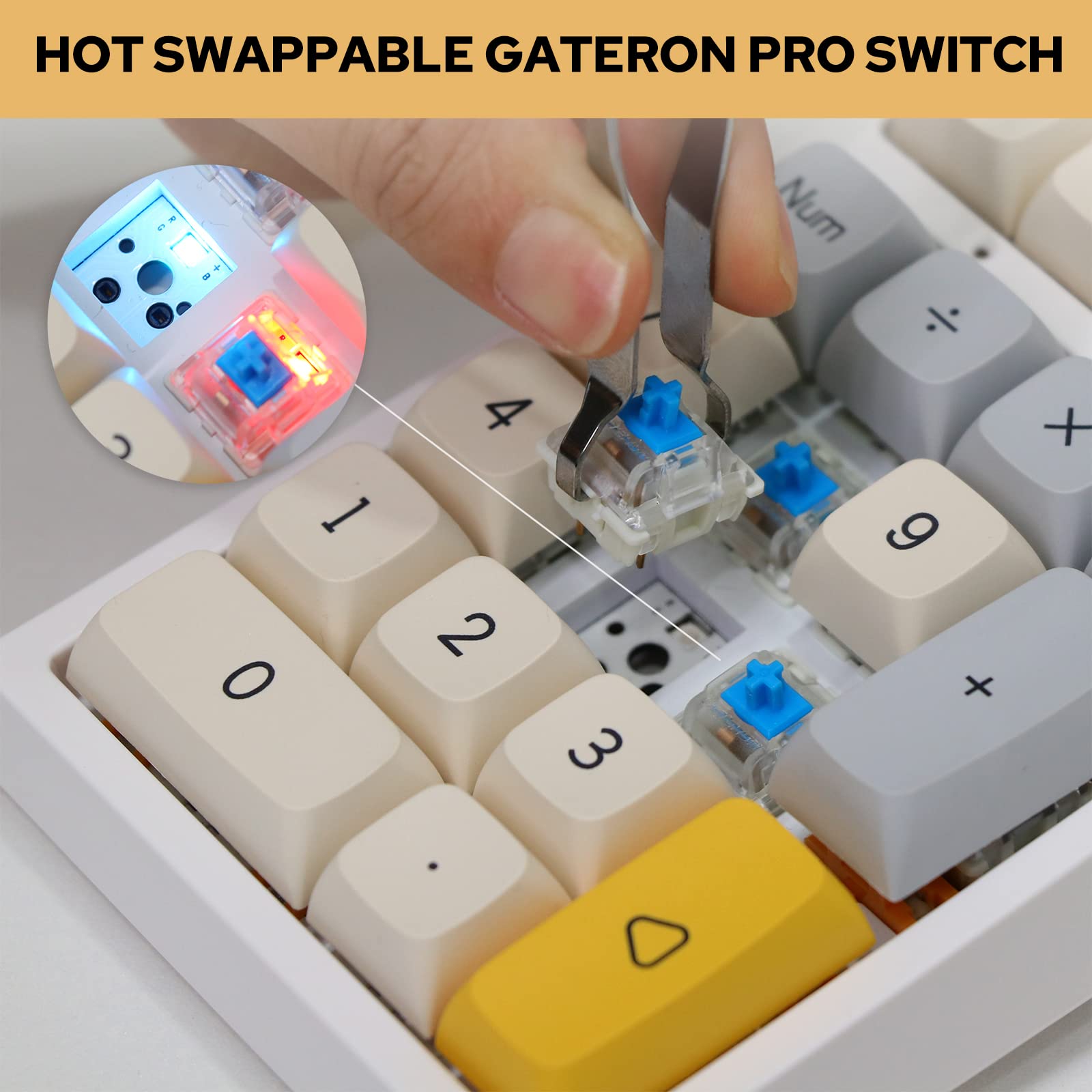 EPOMAKER TH21 21 Keys Hot Swappable Wired Numpad with RGB Backlight, Programmable,XDA Profile PBT Keycaps for Win/Mac(Gateron Yellow Switch)