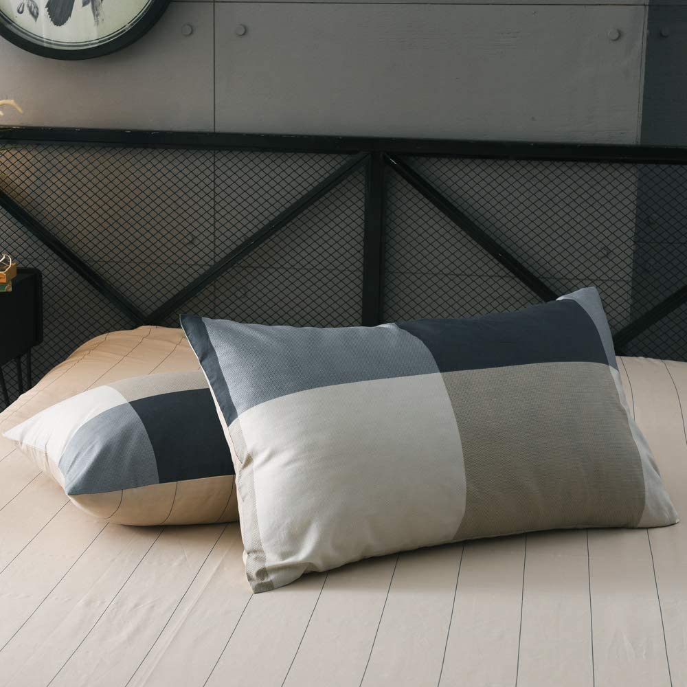 Cotton Striped Duvet Cover Twin Modern Style White Blue Grey Stripe Pattern Comforter Cover Geometric Stripe Bedding Set 1 Twin Duvet Cover with 2 Pillowcases Geometric Stripe Bedding Collection