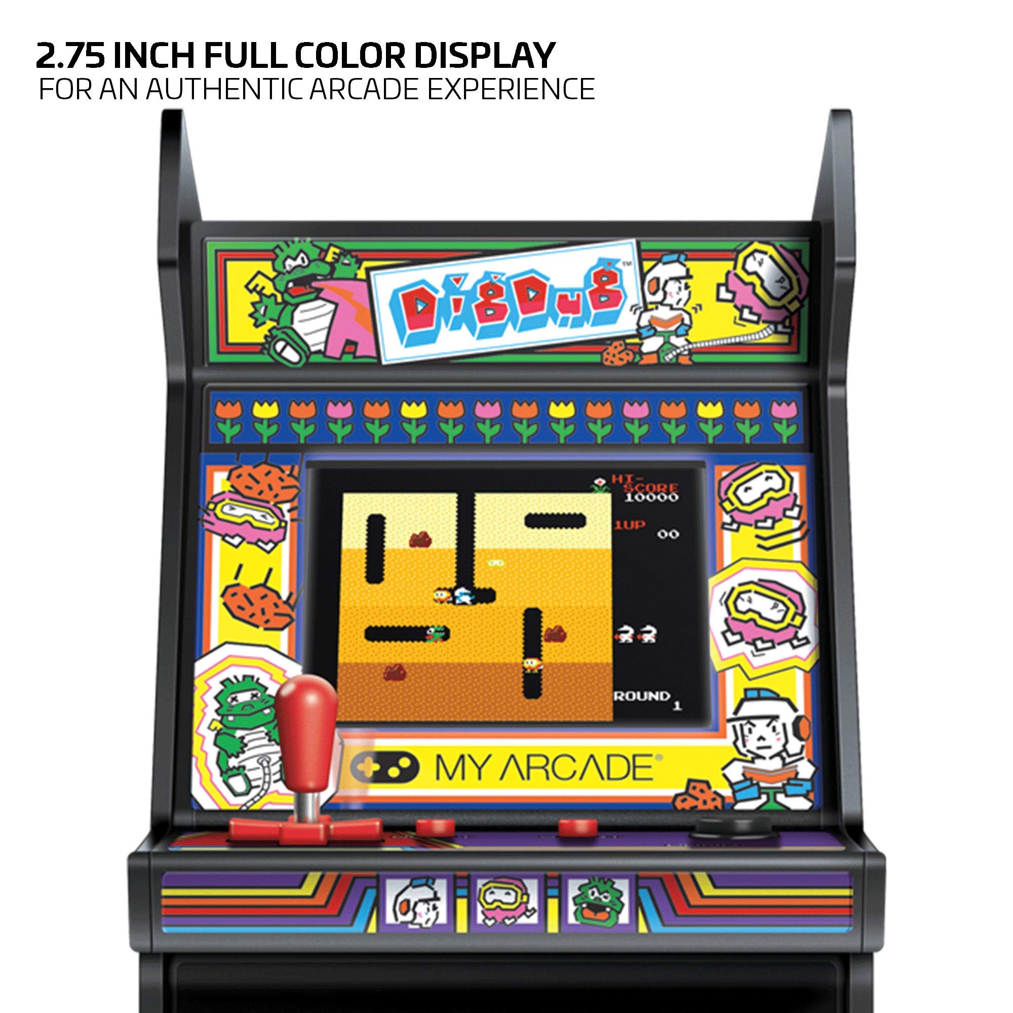 My Arcade Dig Dug Micro Player -Collectible Miniature-Fully Playable, 6.75 Inch Collectible, Color Display, Speaker, Volume Buttons, Headphone Jack (DGUNL 3221) - Electronic Games