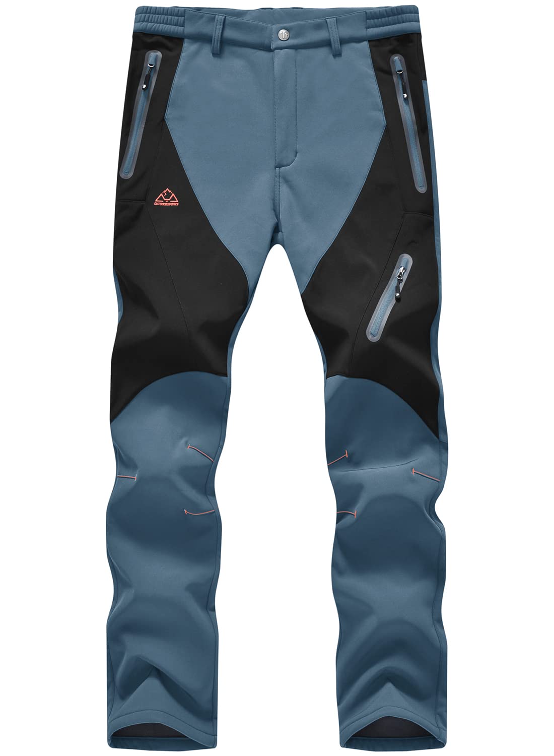 BGOWATU Women's Waterproof Windproof Ski Snow Pants Fleece Lined Warm Hiking Insulated Softshell Pant Grey Blue L
