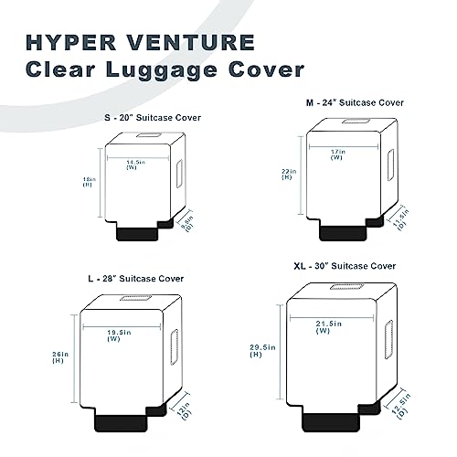 HYPER VENTURE Clear PVC Luggage Cover Full Transparent Suitcase Protector Fits 20 Inch Luggage, S