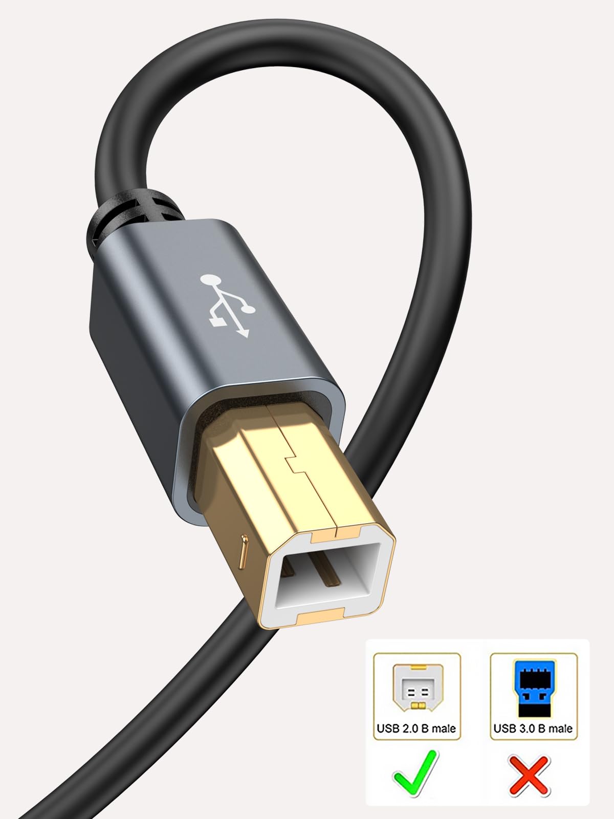 CableCreation [2-Pack] USB Printer Cable 5FT, USB 2.0 Printer Cable to Computer USB to USB B Printer Cord for HP, Brother, Epson, Canon, Piano, Dac, Aluminum Case, Space Gray 1.5m