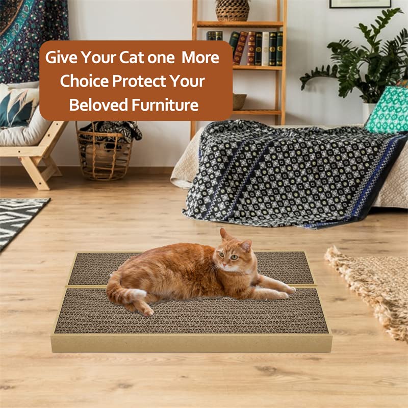 HappyFreeSX Splicing Cat Scratch Pad: Cat Scratchers for Indoor Cats and Kitten, 2 Pack Cat Scratching Pad, Cat Scratcher Cardboard, Cat Scratching Pad, Premium Scratch from Cats, Double-Sided Design